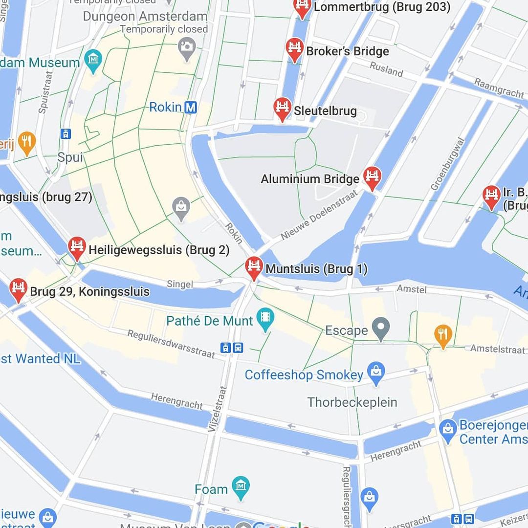 Location of Bridges - Bridges of Amsterdam | Bruggen van Amsterdam